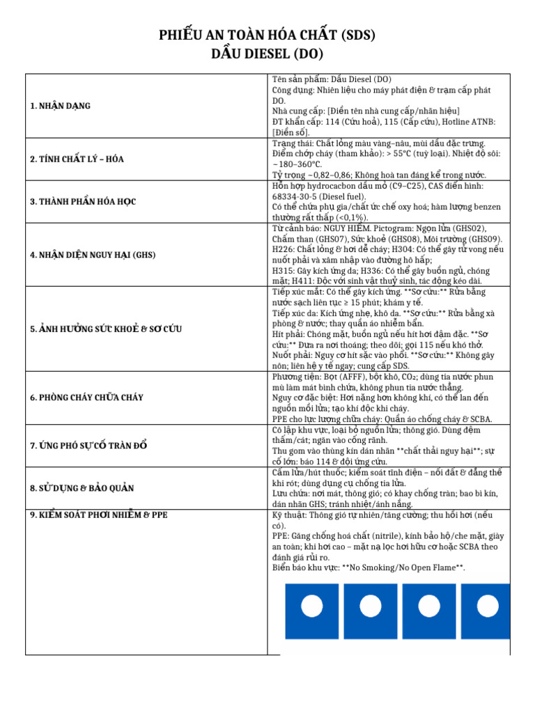 SDS Dau Diesel VI Template | PDF