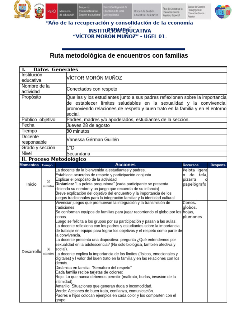 Esquema Ruta de Encuentro de Familias 1d | PDF