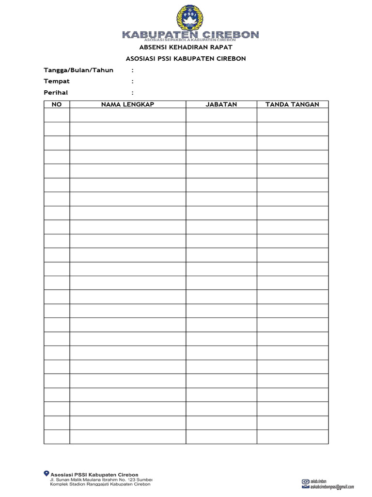 Absensi Kehadiran Rapat | PDF