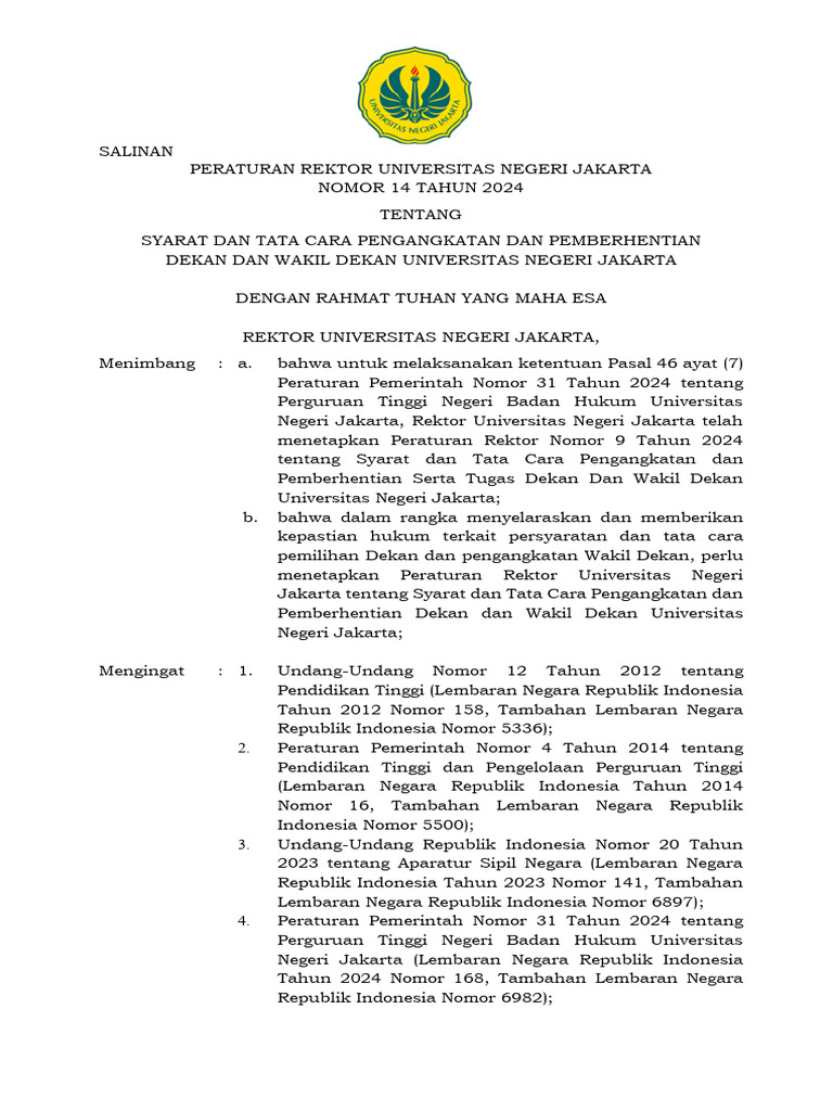 Pertor No 13 Tahun 2024 TTG Syarat Dan Tata Cara Pengangkatan ...
