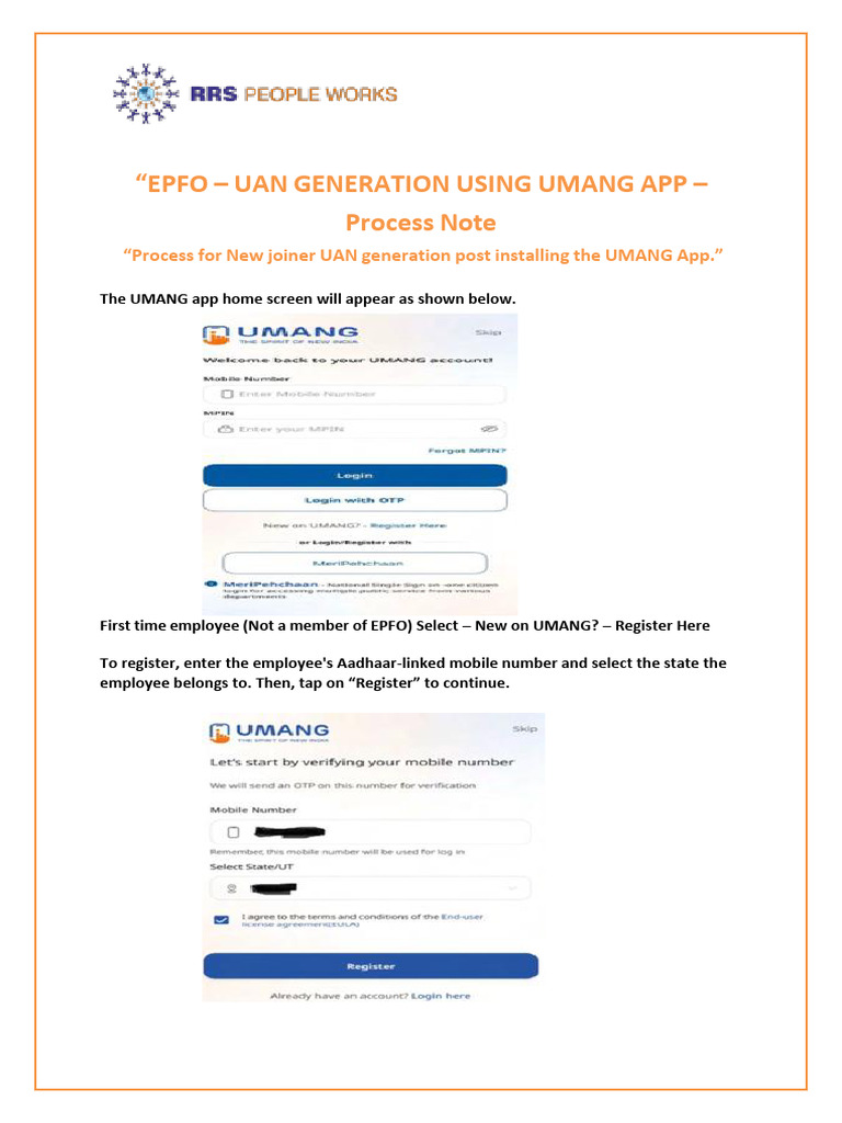 UAN Generation Process via UMANG App | PDF | Mobile App | Software