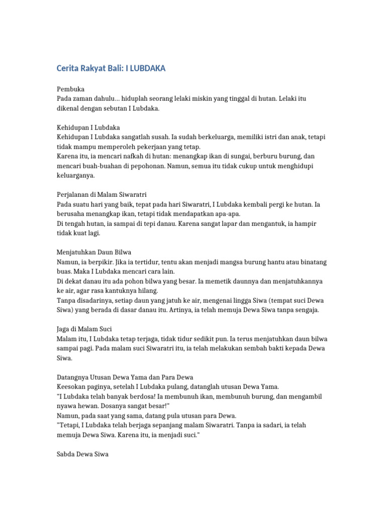 Cerita Bali I Lubdaka Indonesia | PDF
