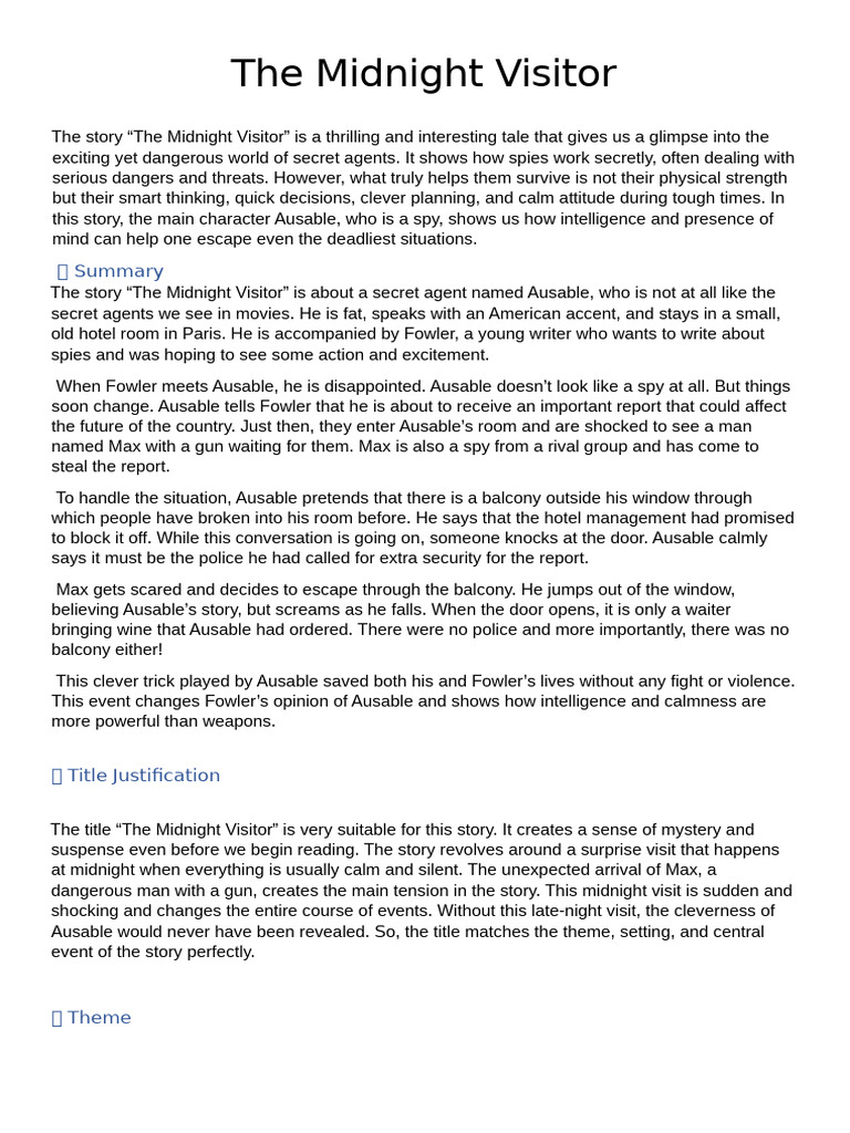 Intelligence Overlooks in "The Midnight Visitor" | PDF | Espionage | Mind