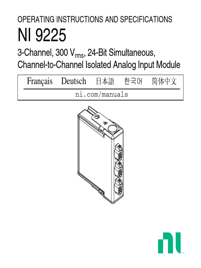 NI 9225 Operating Instructions & Specs | PDF | Bandwidth (Signal ...