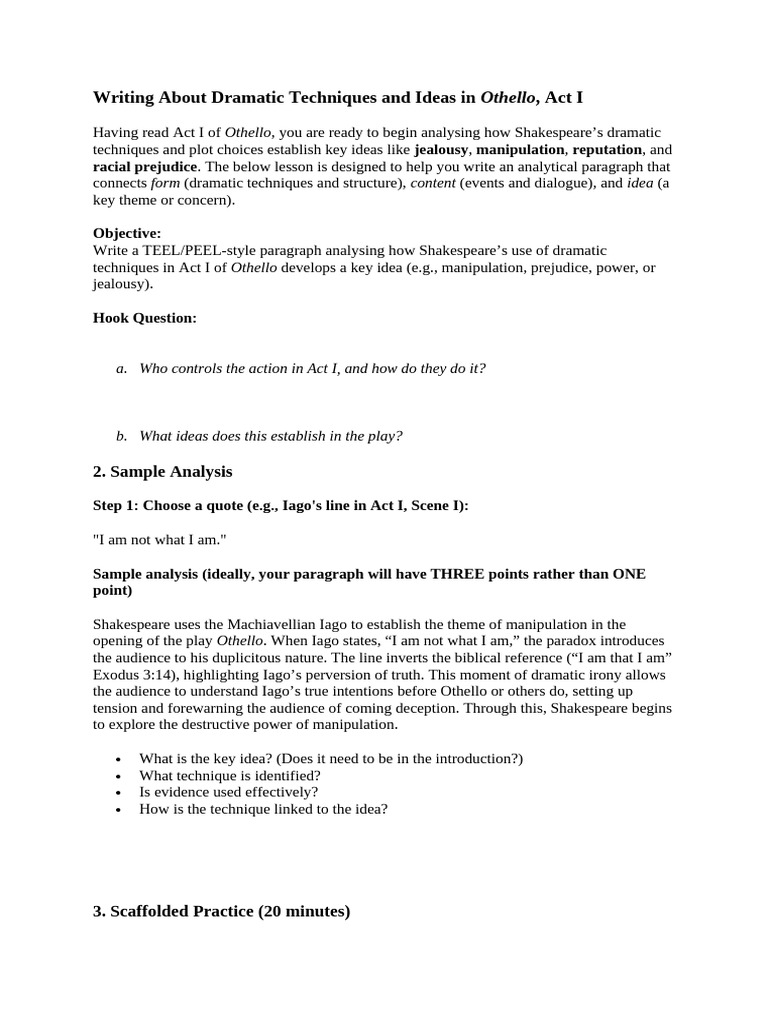 Analyzing Dramatic Techniques in Othello | PDF | Othello | Iago