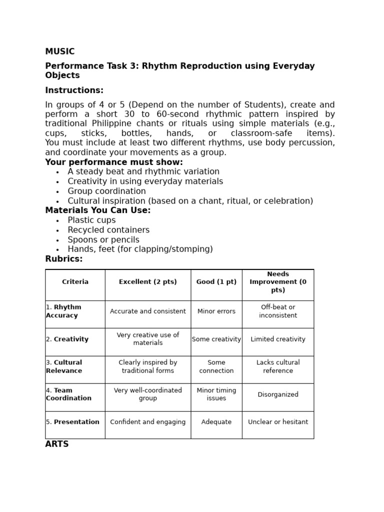 Performance Task 3 in MAPEH 5-Q1 | PDF