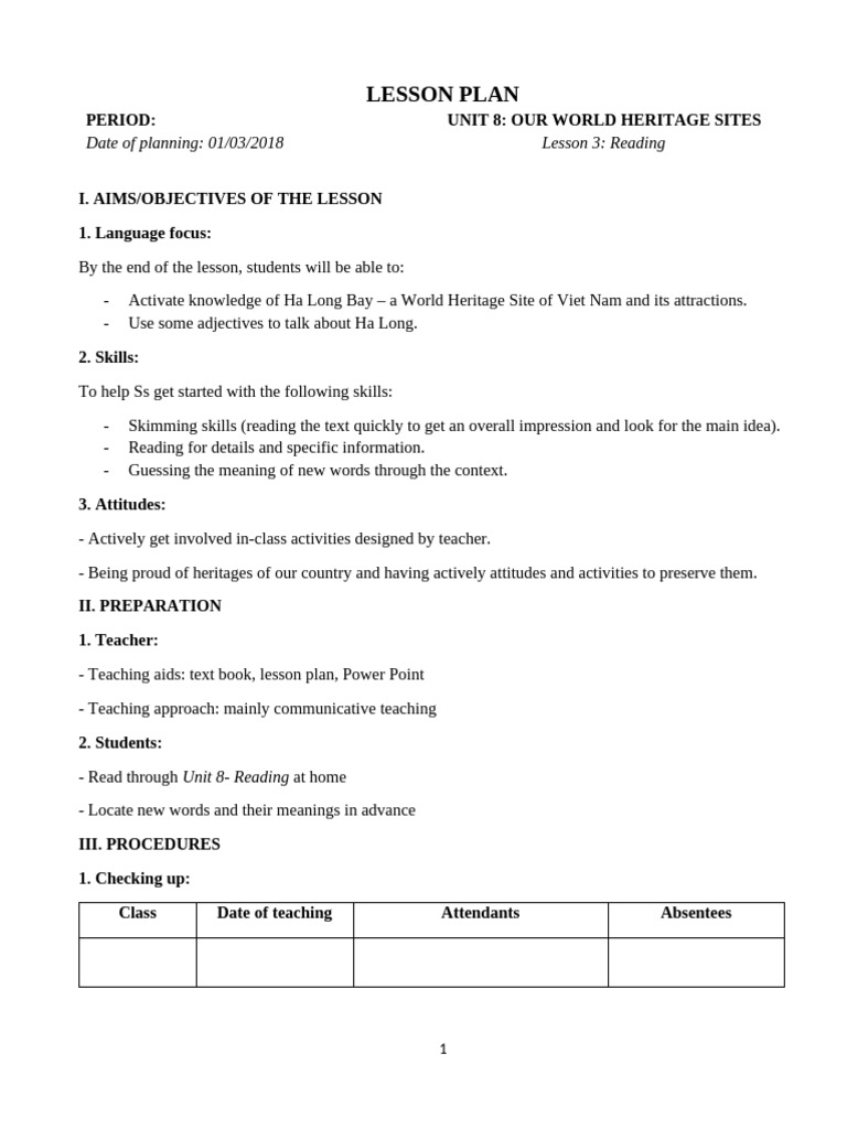 Ha Long Bay Heritage Lesson Plan | PDF | Lesson Plan | Speed Reading
