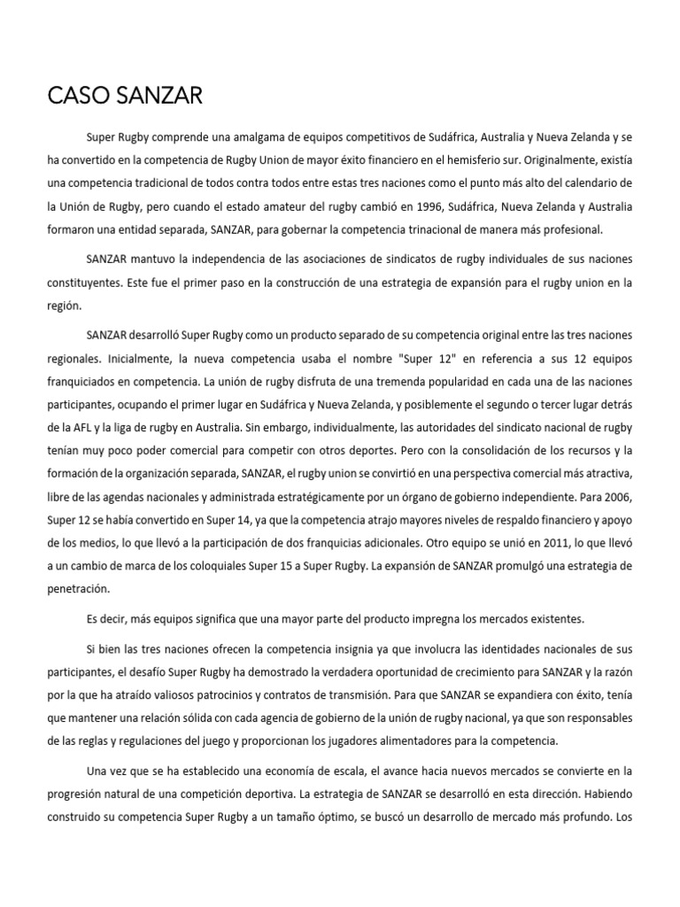 Simulacro-P1-Caso Sanzar (2021) | PDF | Fútbol rugby | Economias