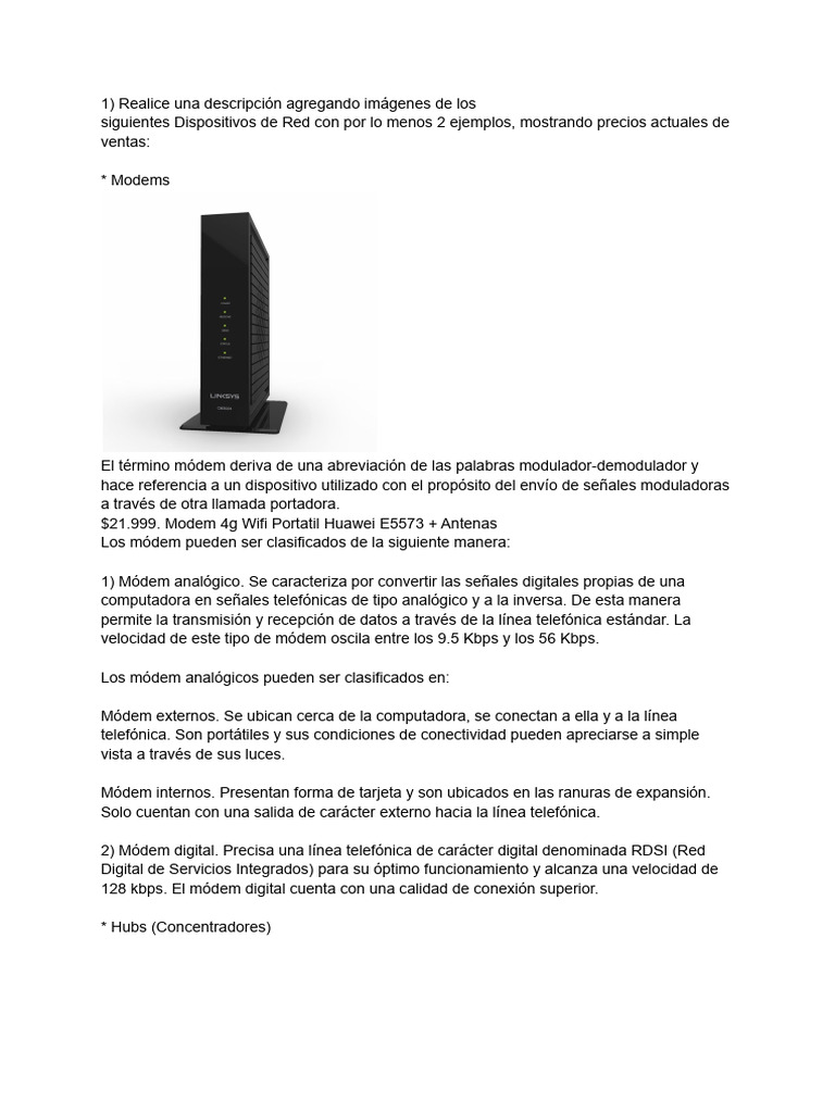 1) Módem Analógico. Se Caracteriza Por Convertir Las Señales Digitales ...