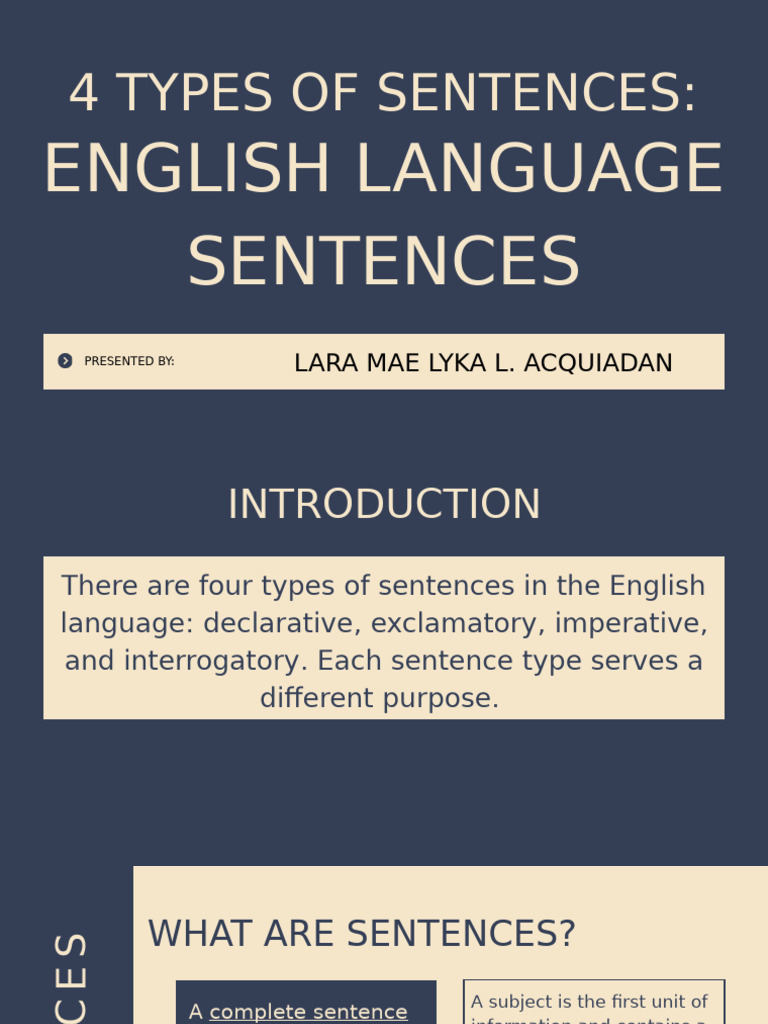 Four Types of English Sentences | PDF | Sentence (Linguistics) | Question