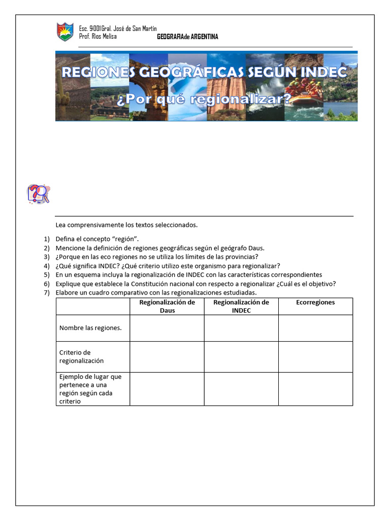 Regiones Geográficas según INDEC | PDF
