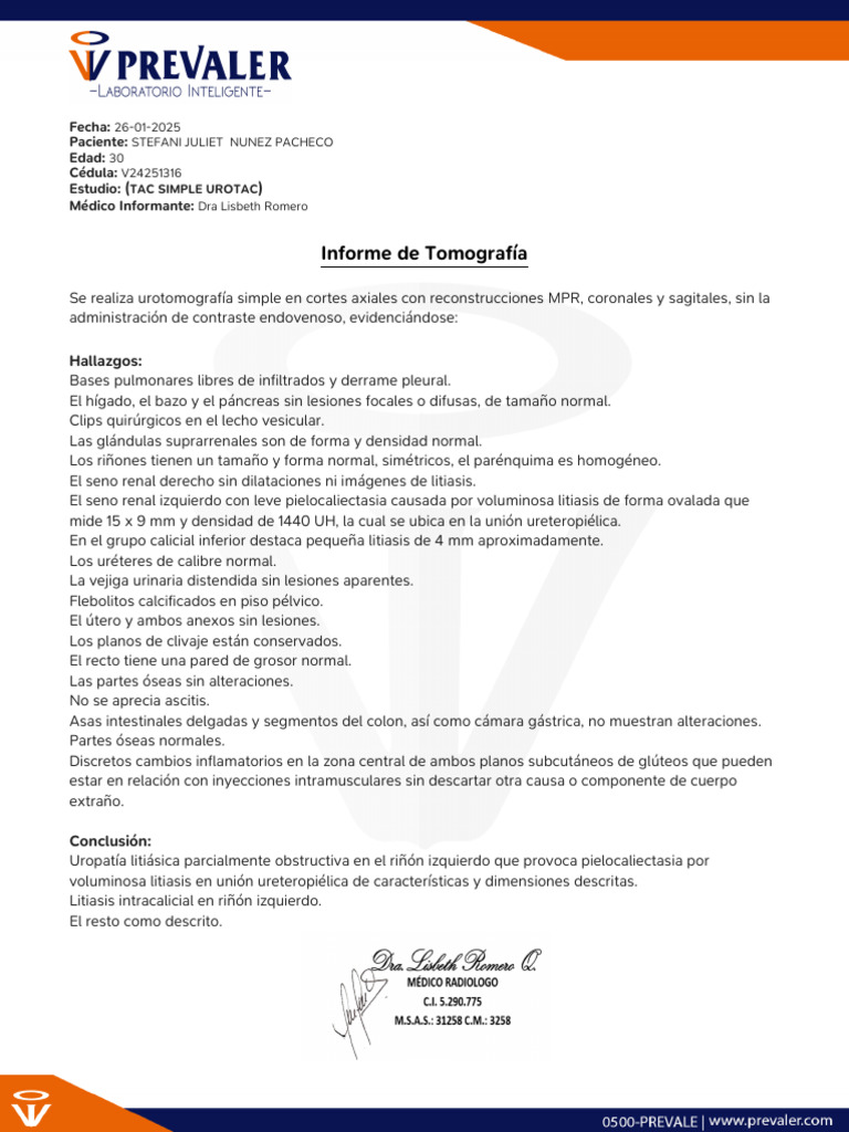 v24251316 Stefani Juliet Nunez Pacheco Tac Simple Urotac 26-01-2025 | PDF