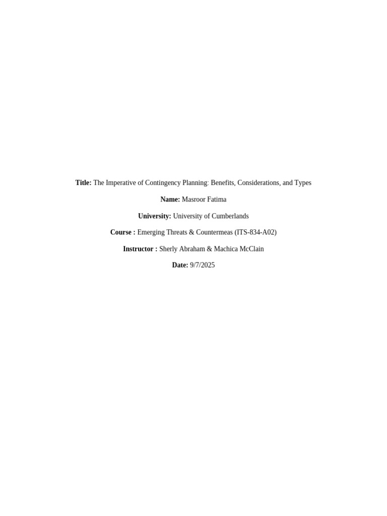 Contingency Planning Essentials | PDF | Scenario Planning | Cognitive ...