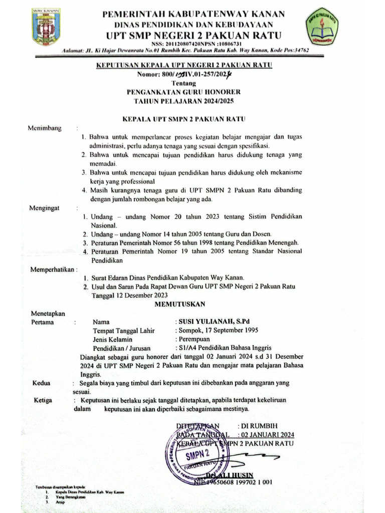 SK Kepsek Susi 2024 | PDF