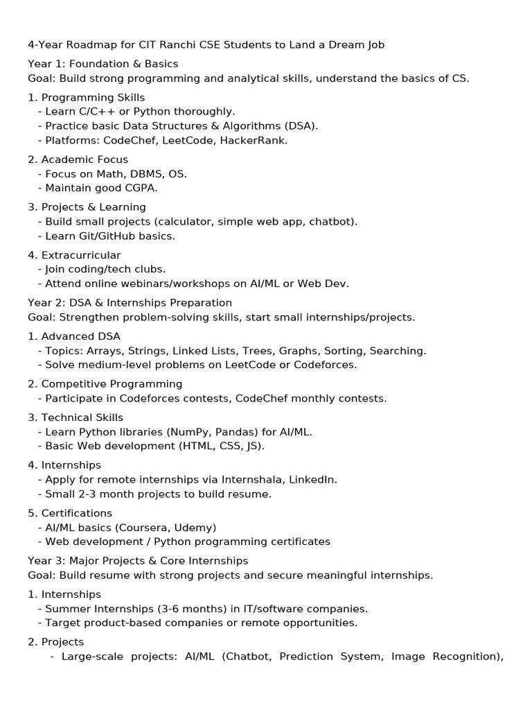CIT Ranchi CSE Roadmap | PDF | Artificial Intelligence | Intelligence ...