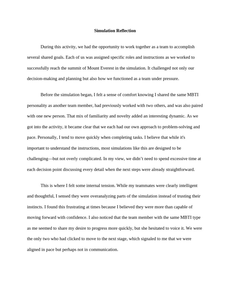 Simulation Reflection | PDF | Simulation | Decision Making