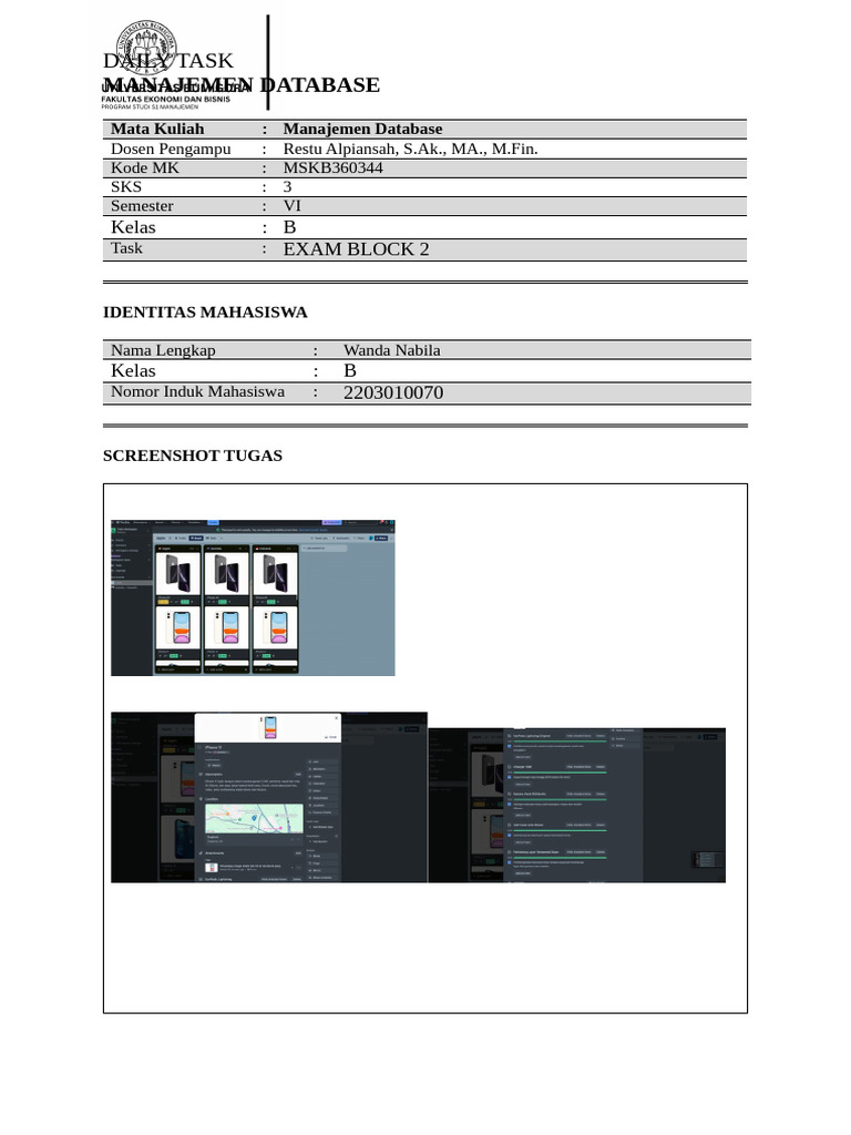 Database Management - Task 1 - Worksheet | PDF