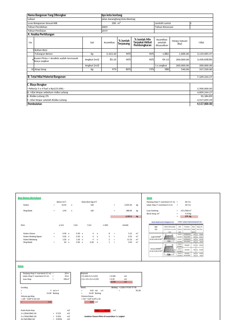 Contoh Perhitungan Penilaian Scrap (Bongkaran) | PDF