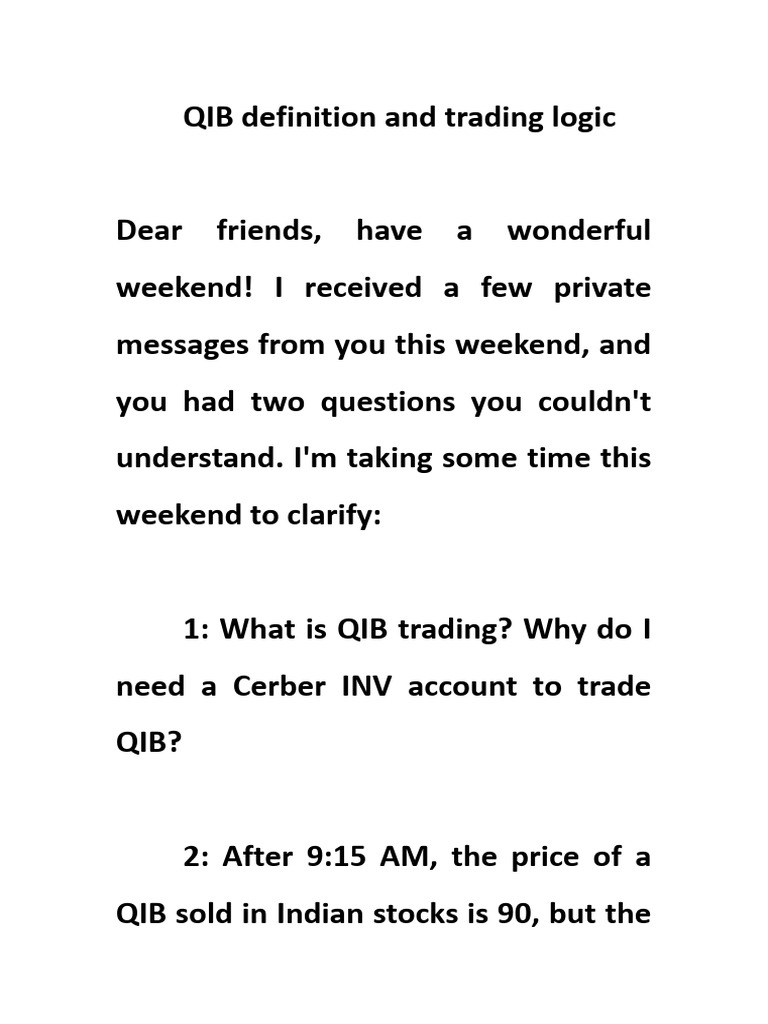Understanding QIB Trading and Accounts | PDF | Stocks | Stock Market
