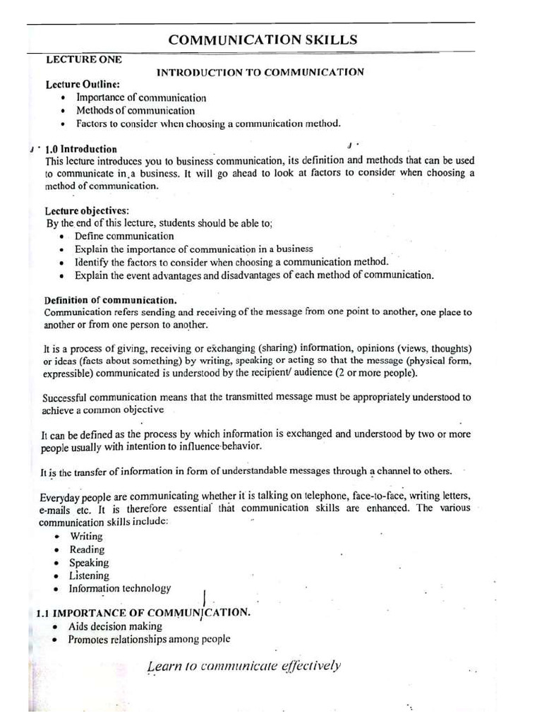Communication Skills Nts | PDF