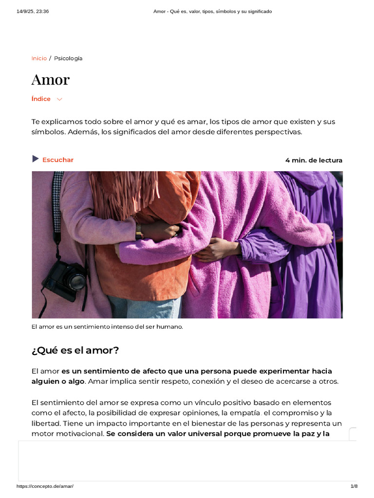 Amor - Qué Es, Valor, Tipos, Símbolos y Su Significado | PDF | Amor ...
