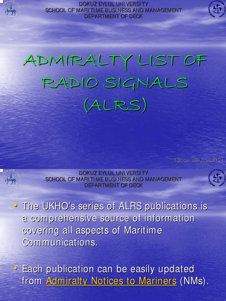 Admiralty List of Radio Signals Overview | PDF | Navigation | Water ...
