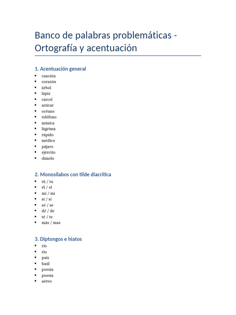 Banco Palabras Problema | PDF