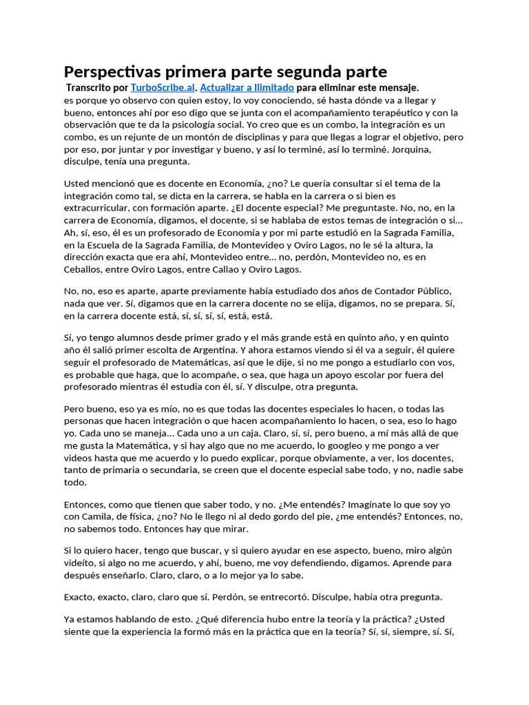 Perspectivas Primera Parte Segunda Parte | PDF | Sicología | Enseñando