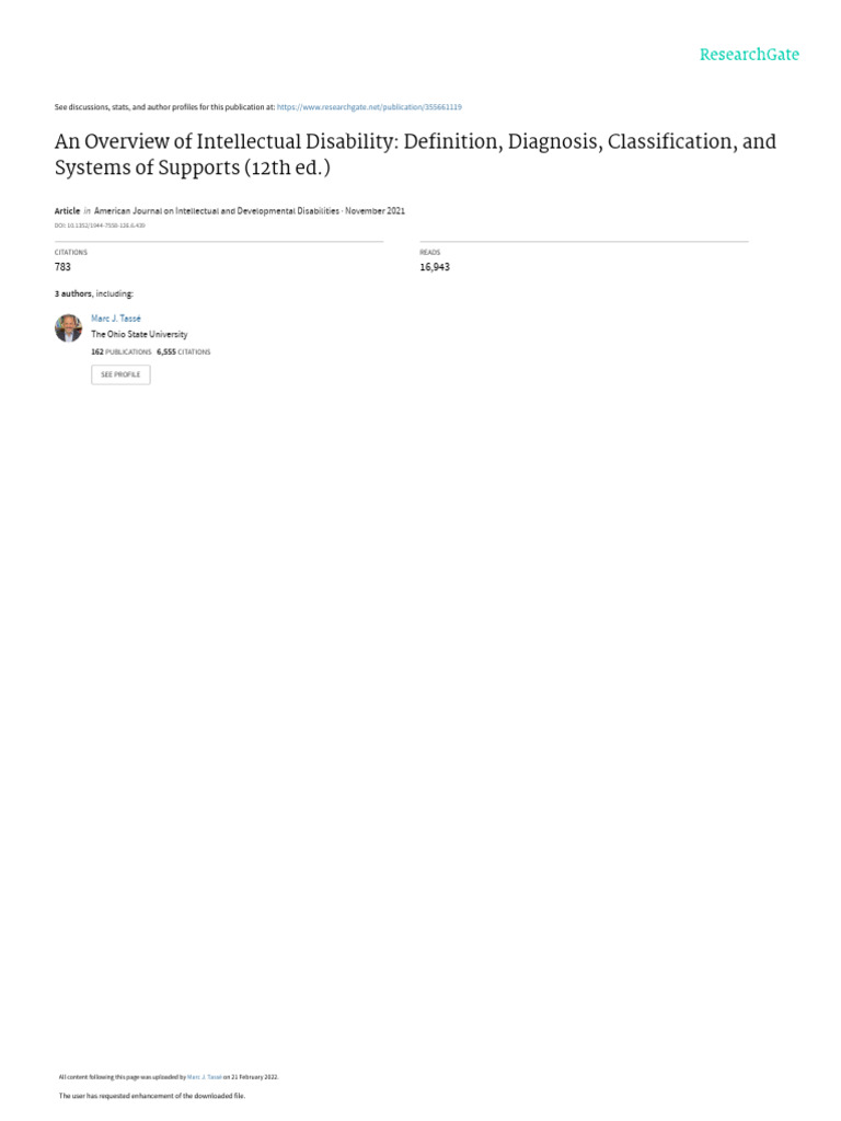 (Schalock Et Al 2021) An Overview of Intellectual Disability | PDF ...