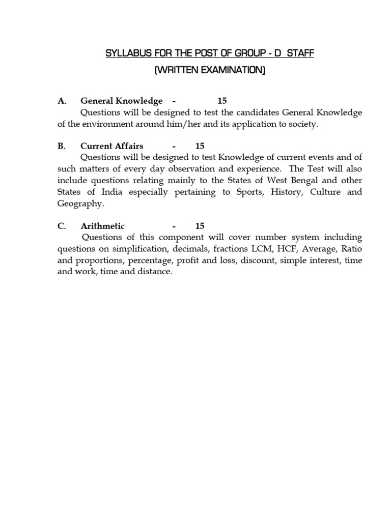 Group D Syllabus | PDF