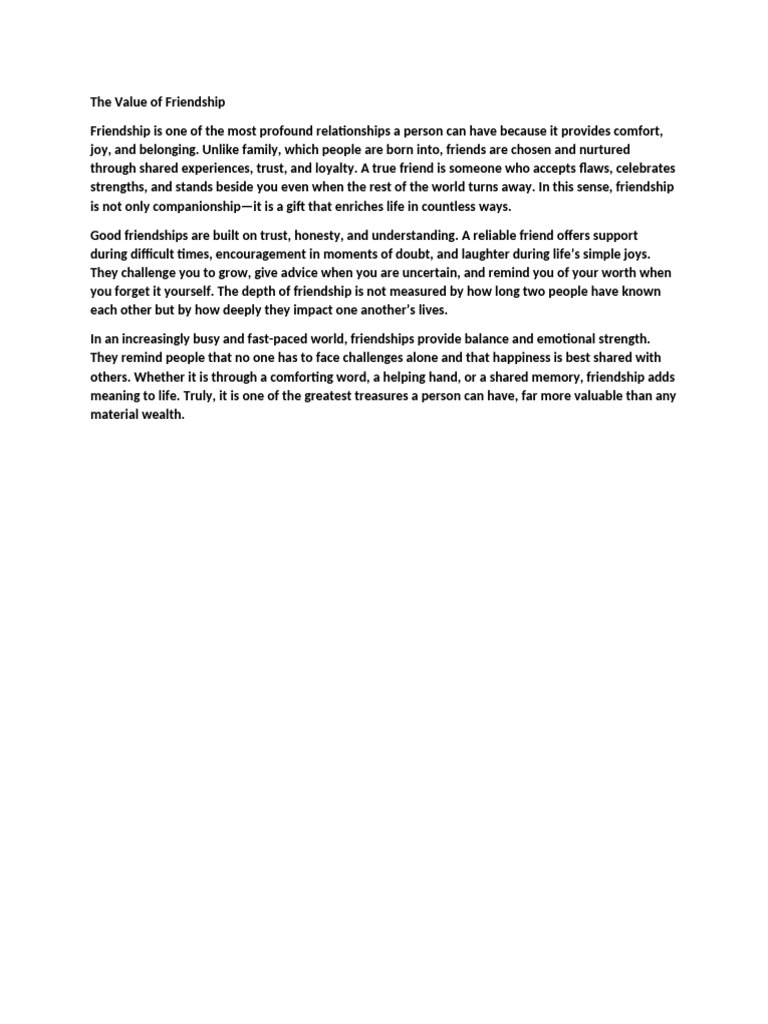 The Value of Friendship | PDF