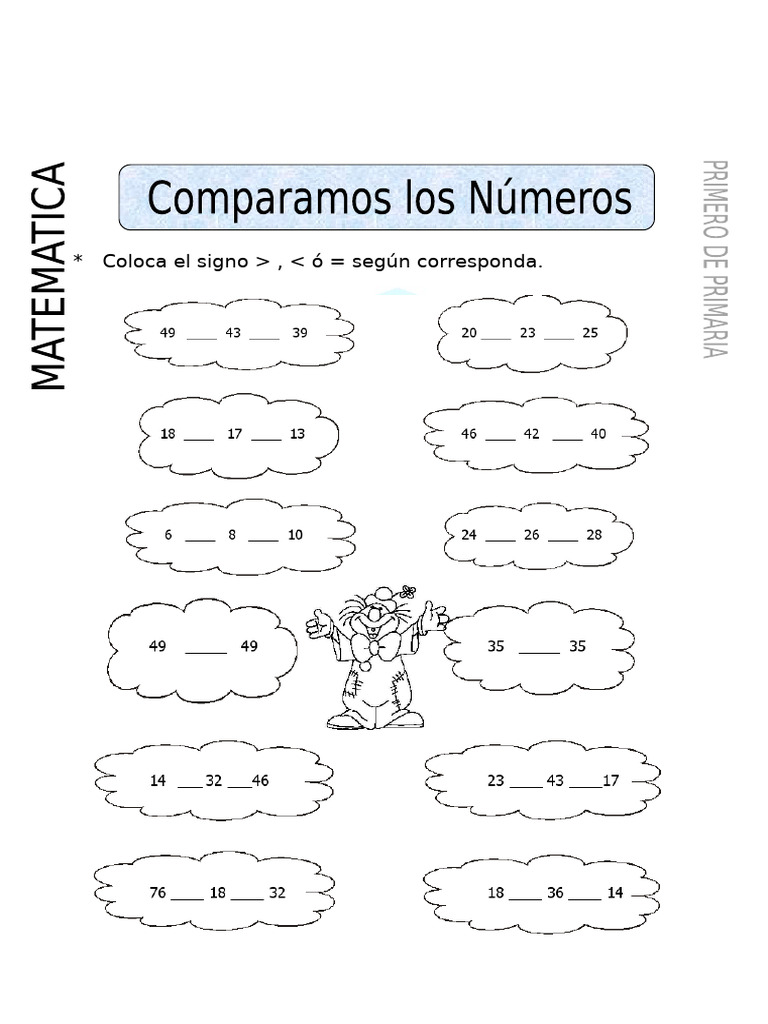 Ficha de Comparamos Los Números para Primero de Primaria 1 | PDF