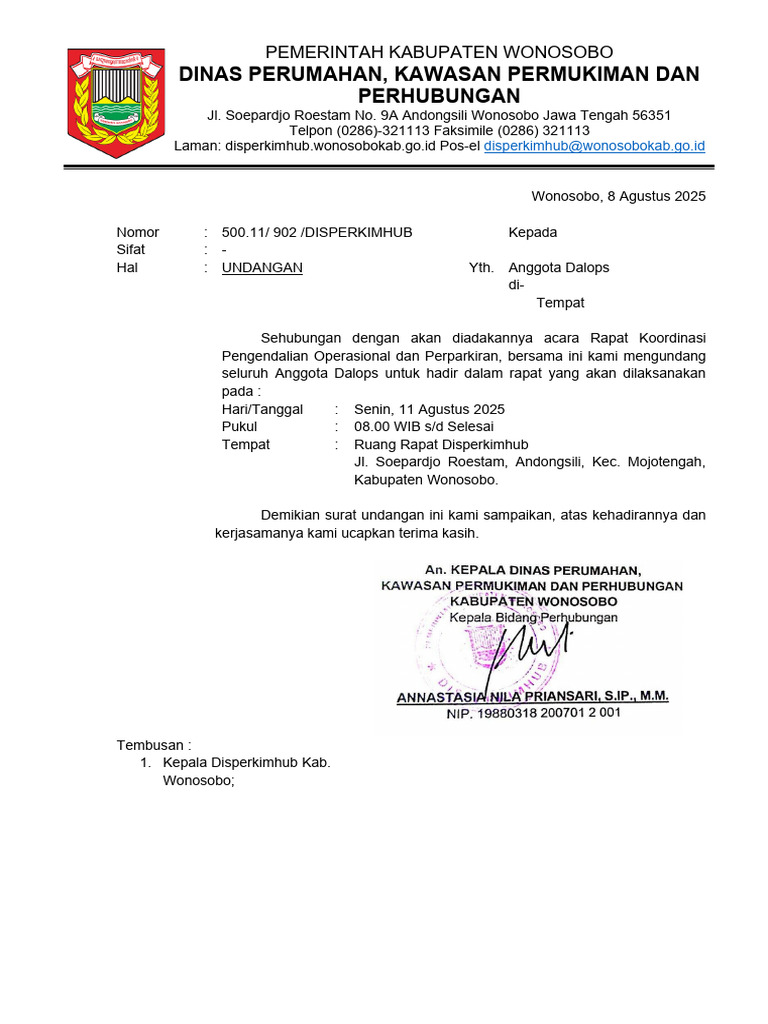 Undangan Dalops 11 Agt | PDF