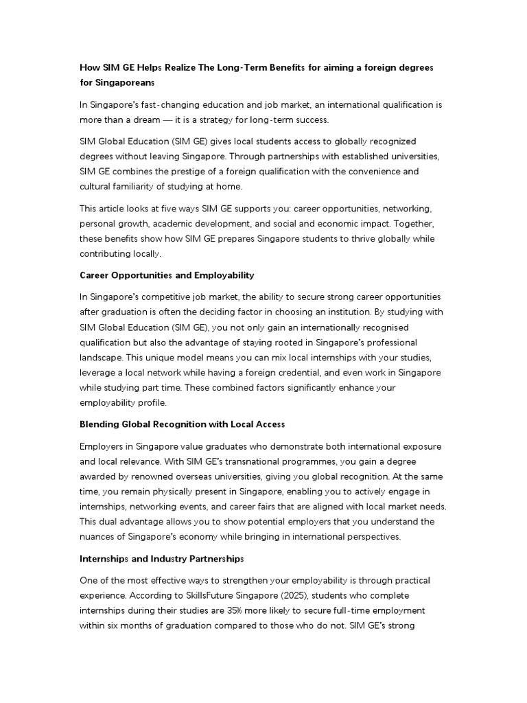 How SIM GE Helps Realize The Long-Term Benefits For Aiming A Foreign ...