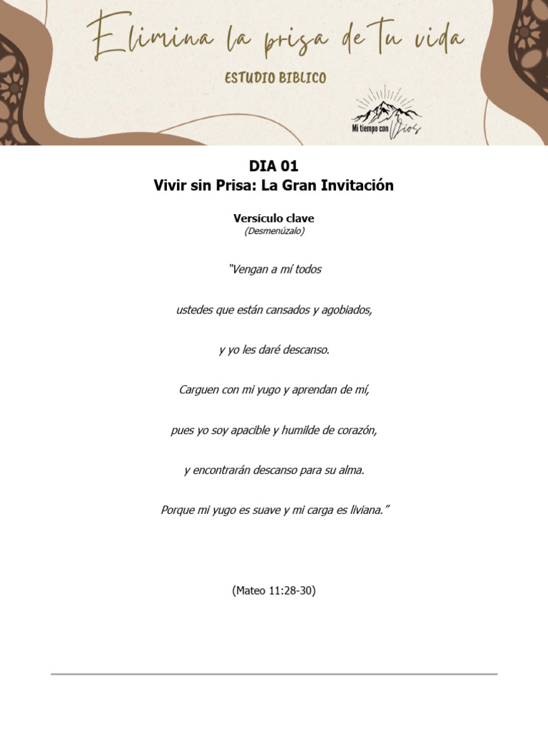Vivir Sin Prisa: Encuentra Tu Descanso | PDF | Amor | Oración