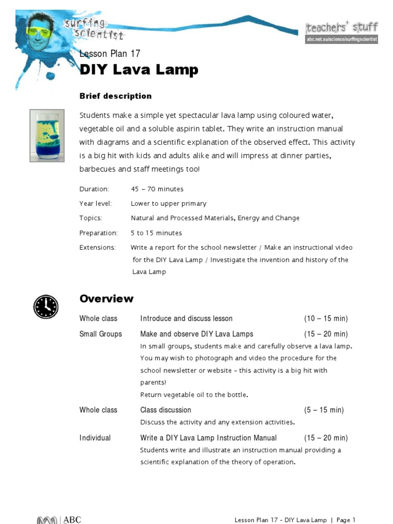 How To Make A Lava Lamp | PDF | Lesson Plan | Solubility