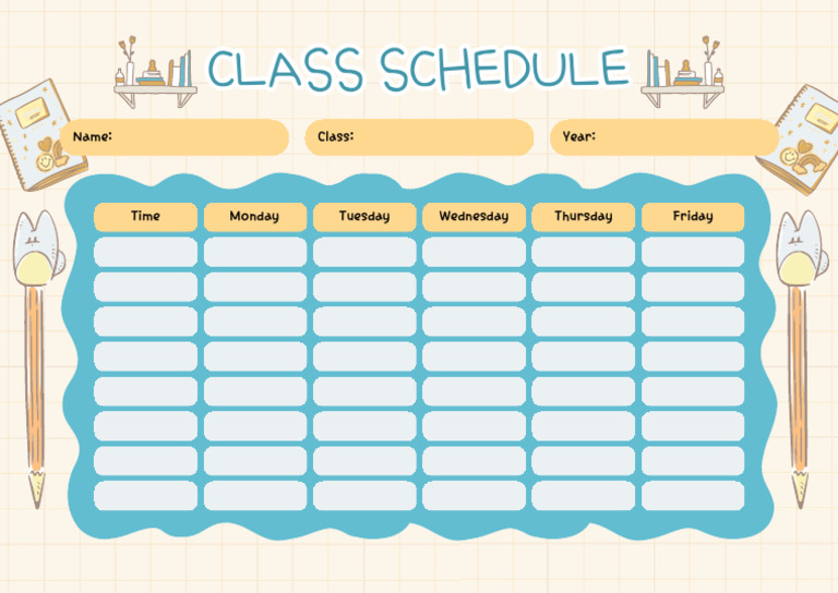 Yellow and Cream Illustrative High School Class Schedule | PDF