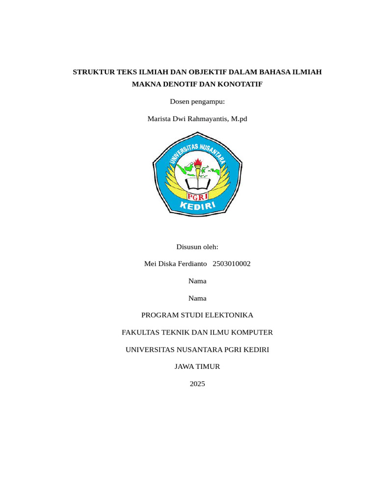 Struktur Teks Ilmiah Dan Objektif Dalam Bahasa Ilmiah Makna Denotif Dan ...