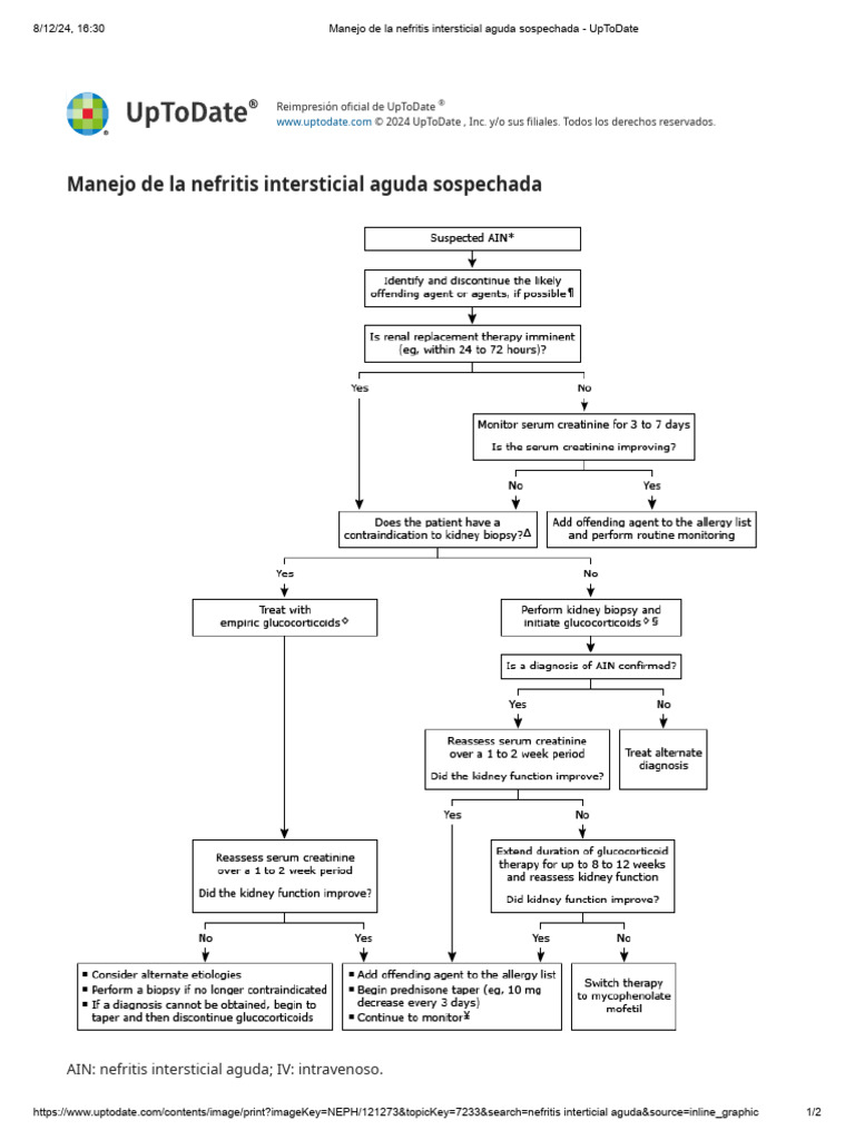 Manejo de la nefritis intersticial aguda sospechada - UpToDate | PDF | Tratamientos médicos ...