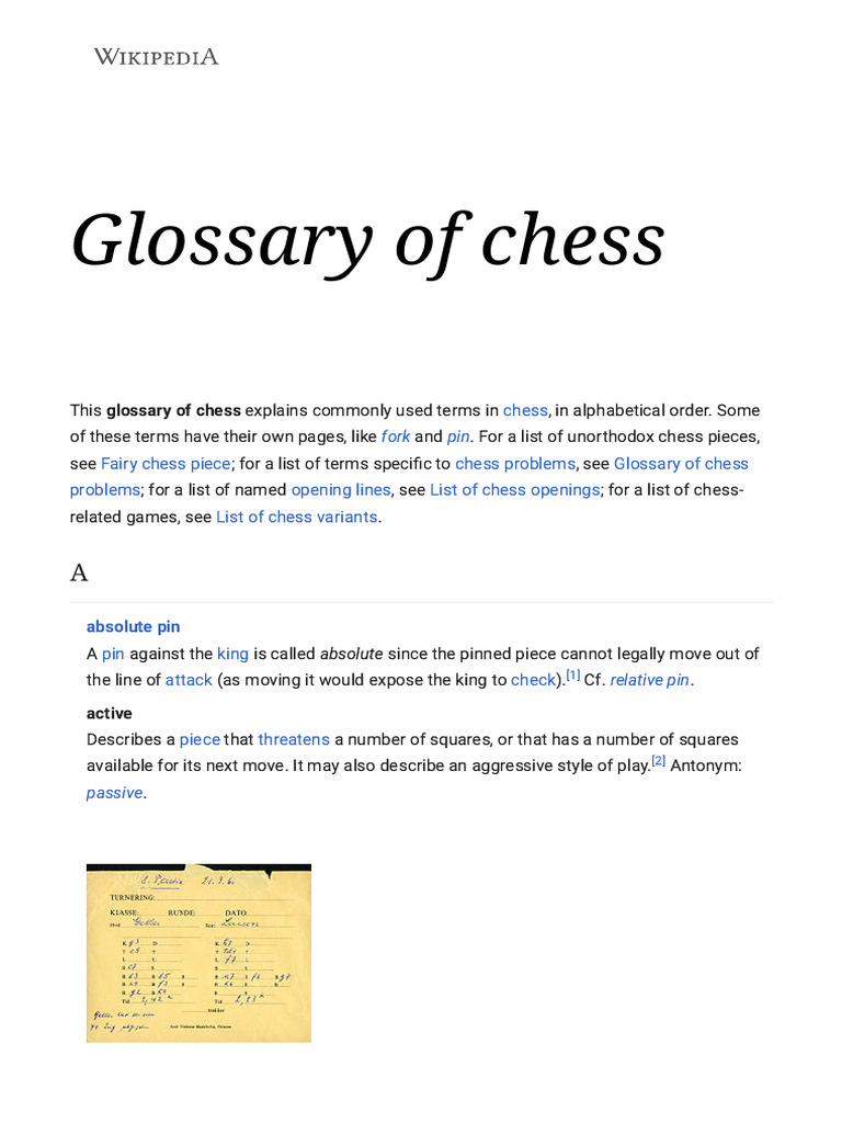Glossary of Chess | PDF | Chess | Chess Openings