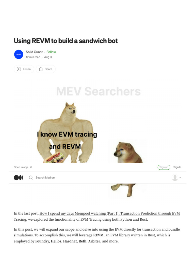 Using REVM To Build A Sandwich Bot - by Solid Quant - Aug, 2023 ...