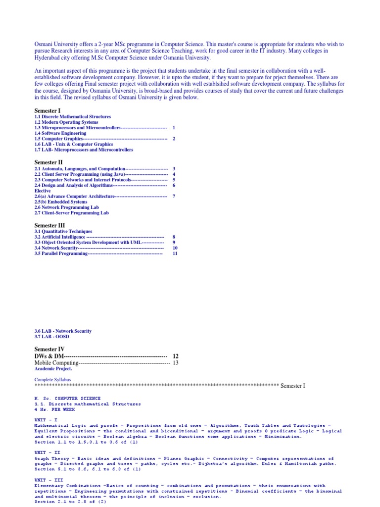 MSC Syllabus | PDF | Cryptography | Scheduling (Computing)