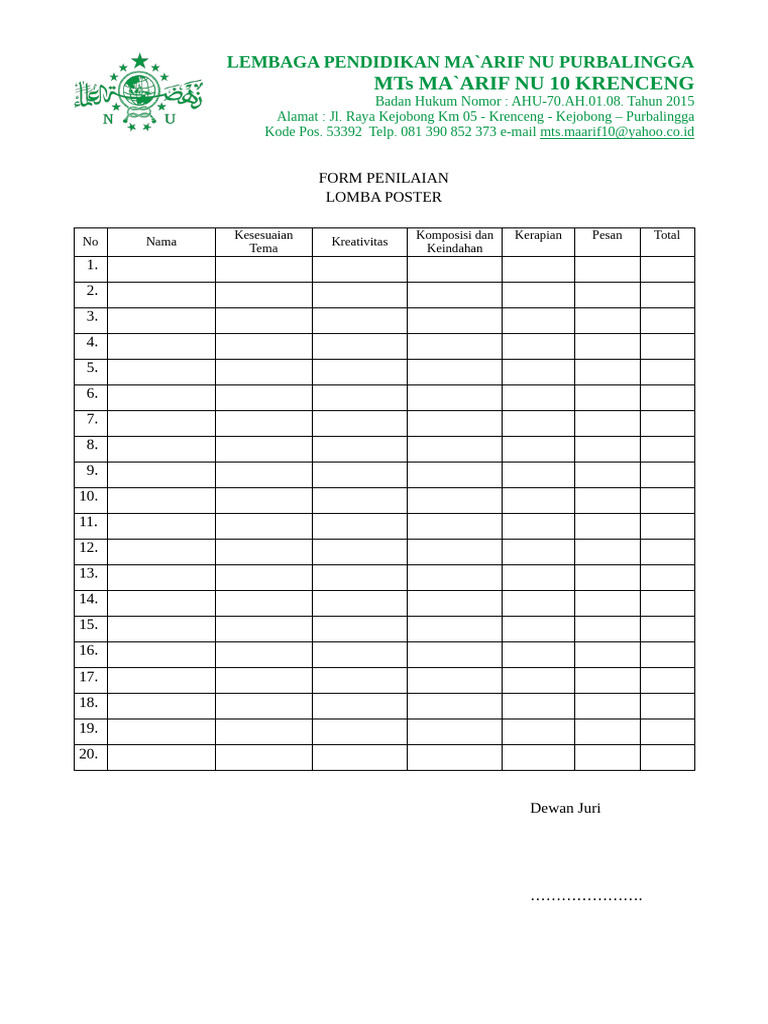 Form Penilaian Lomba 17an | PDF