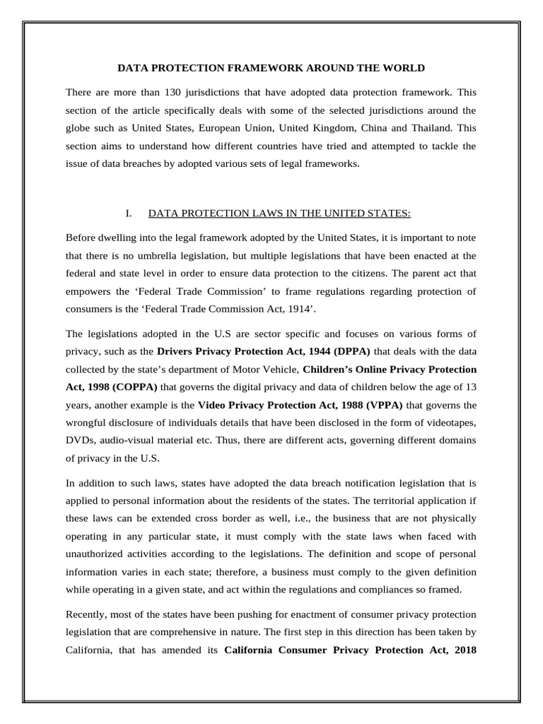 Data Protection Framework Around The World | PDF | Government | Common Law