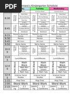 Kindergarten Daily Schedule Guide | PDF