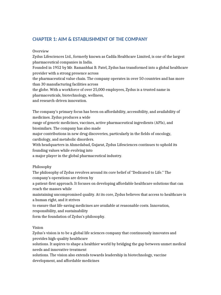 Zydus Lifesciences: Company Overview | PDF | Pharmaceutical Industry ...