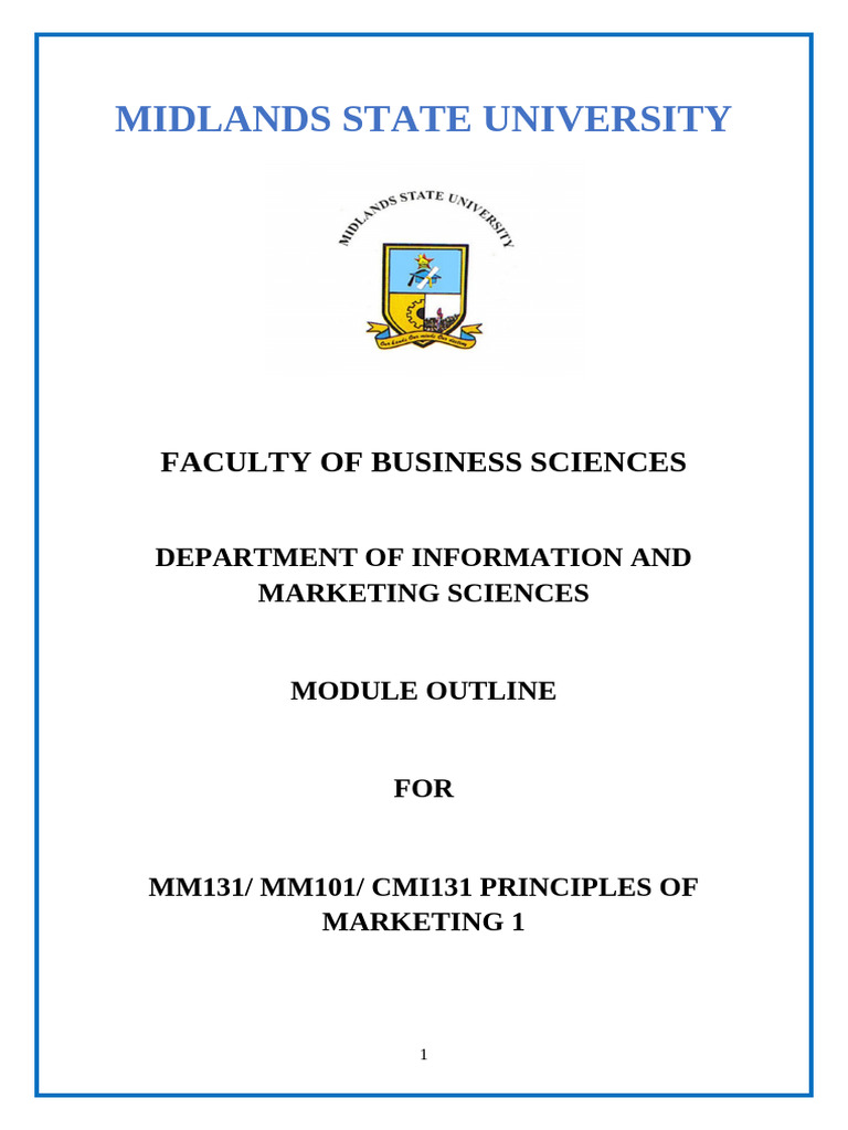CMI 131 Principles of Marketing Outline | PDF | Marketing | Market ...