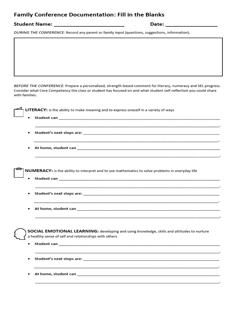Family Conference Documentation Template | PDF | Cognitive Psychology ...