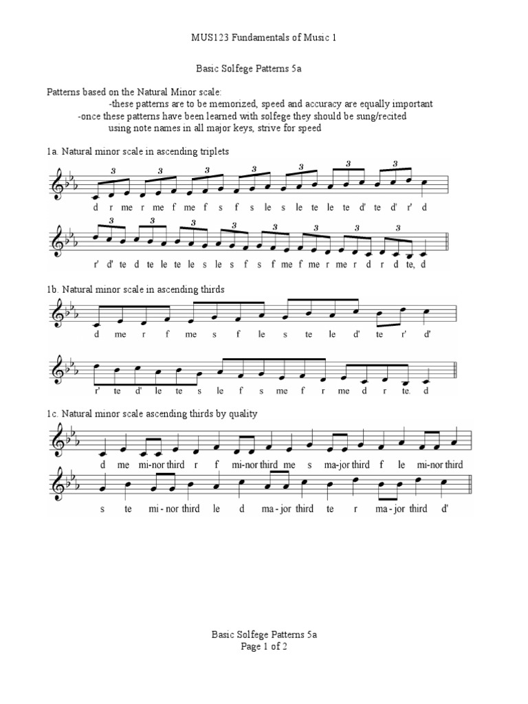 Natural Minor Scale Solfege Patterns | PDF | Language Arts & Discipline