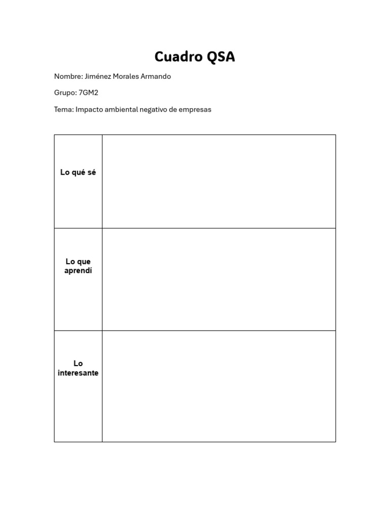 Plantilla Cuadro QSA - Changuis | PDF